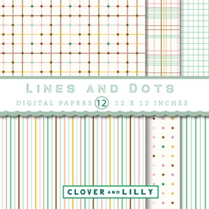 Lines and Dots Digital Paper for Cards and Scrapbooking, Papers With ...
