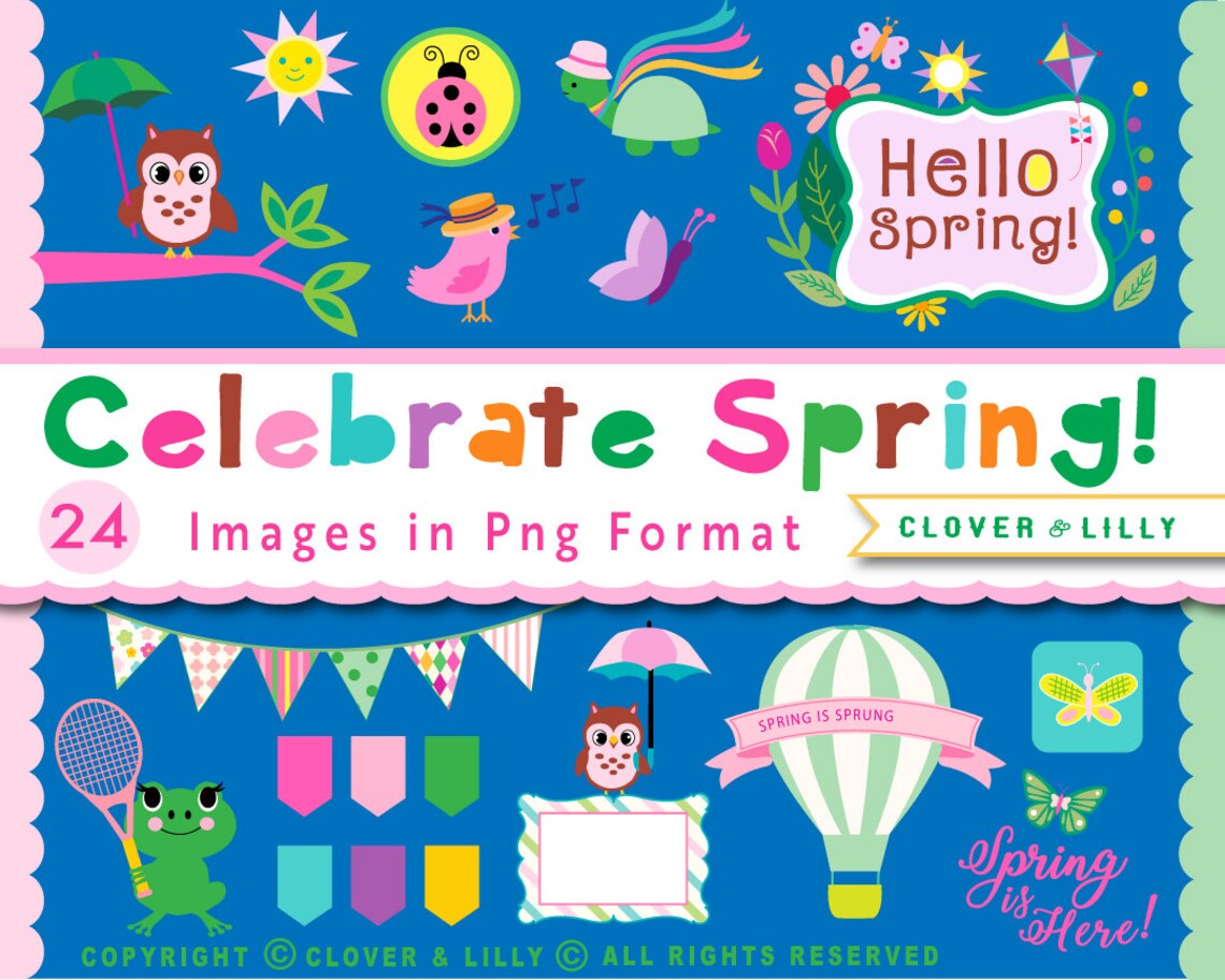 Celebrate Spring Digital Clipart in PNG Format Instant | Etsy