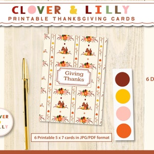 Thanksgiving Cards to Print. 6 Designs Formatted to Letter Size Paper ...