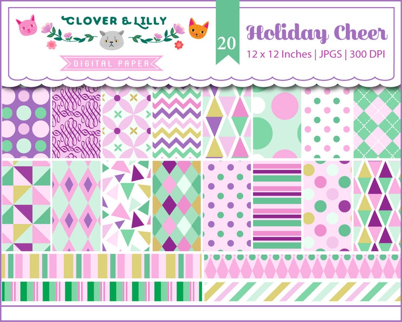 20 Holiday Cheer MOD Digital Papers for Christmas Crafts - Etsy