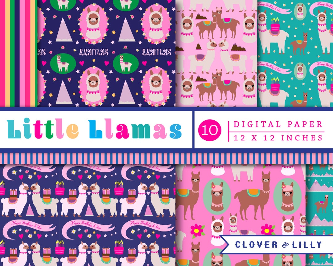 Llamas Digital Paper Cute Llamas Alpaca Background - Etsy