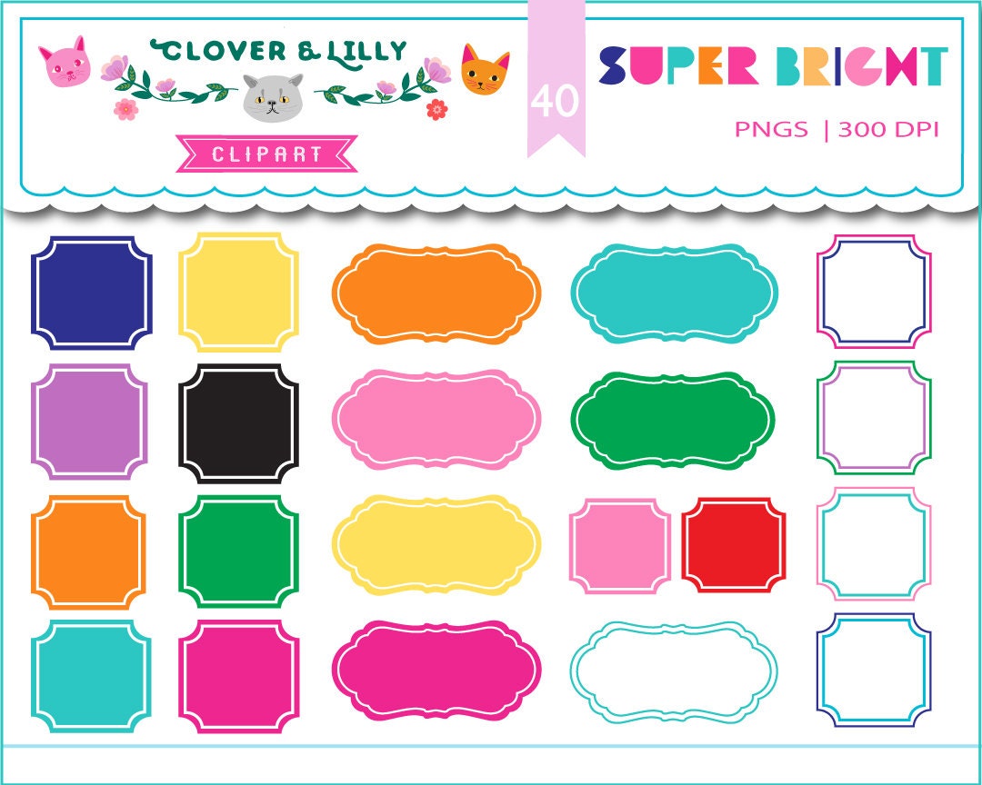Super Bright Frames and Labels for Card Crafts Design Pngs - Etsy