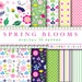 SPRING BLOOMS Floral Digital Paper With Spring Flowers With Polka Dots ...
