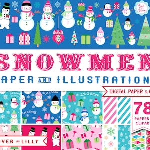 SNOWMEN CLIPART and Digital Paper for Christmas, Holiday Crafts ...