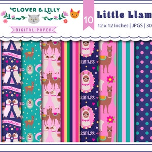 Llamas Digital Paper Cute Llamas Alpaca Background - Etsy