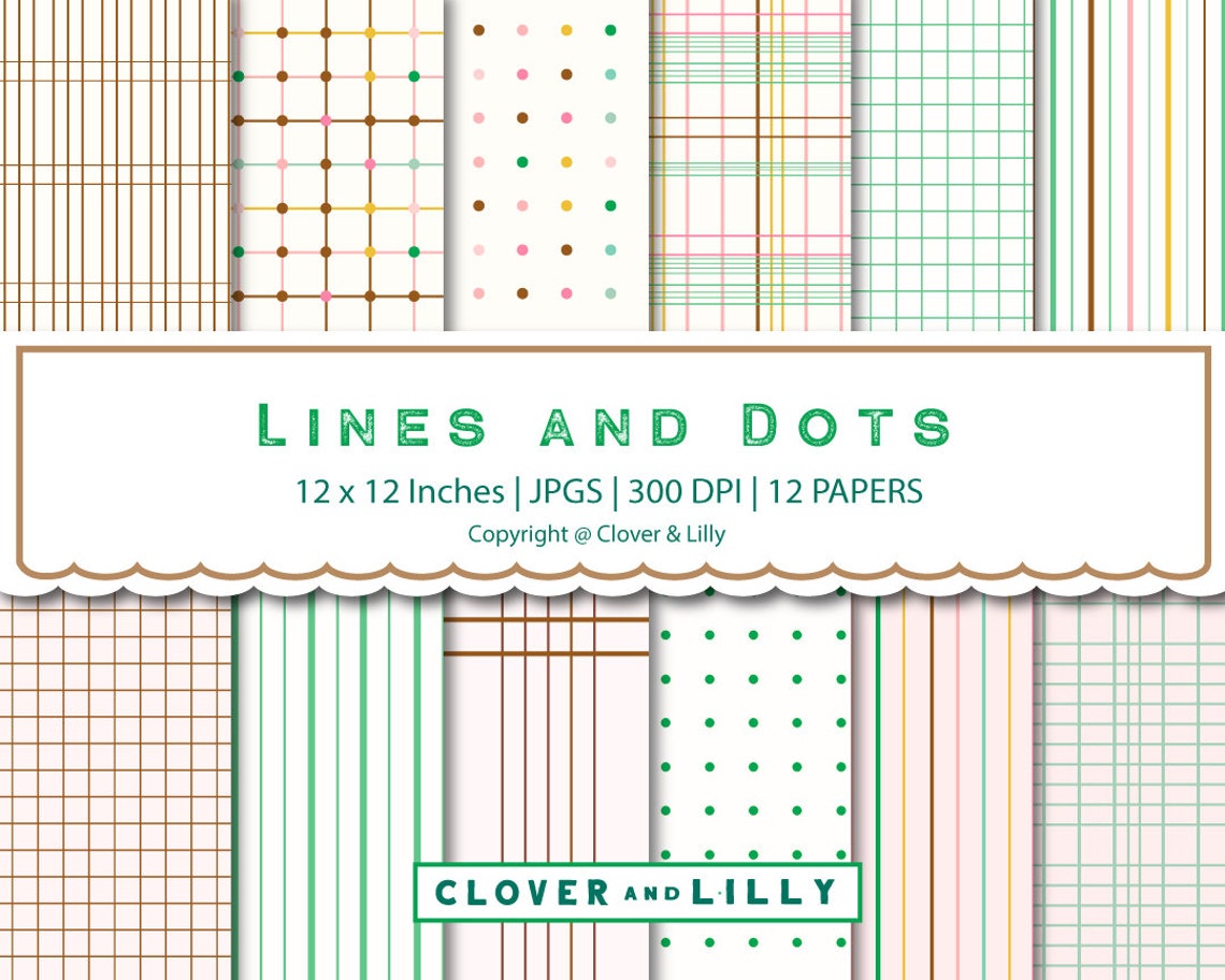 Lines and Dots Digital Paper for Cards and Scrapbooking - Etsy