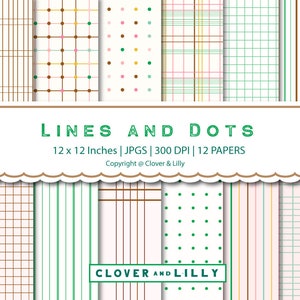 Lines and Dots Digital Paper for Cards and Scrapbooking - Etsy