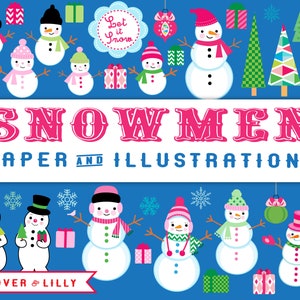 SNOWMEN CLIPART and Digital Paper for Christmas, Holiday Crafts ...