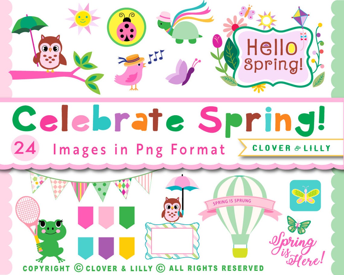 Celebrate Spring Digital Clipart in PNG Format Instant | Etsy