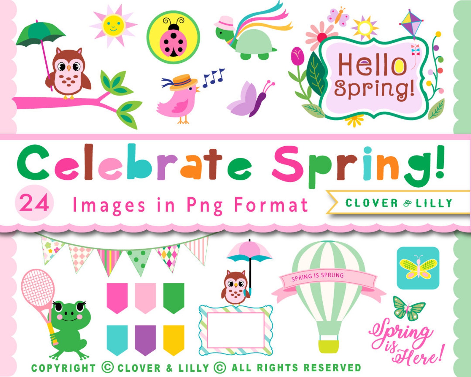 Celebrate Spring Digital Clipart in PNG Format Instant | Etsy
