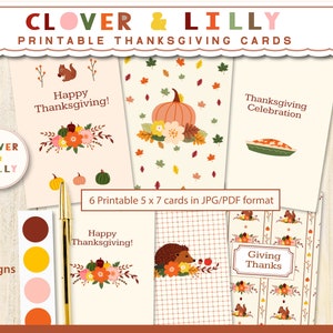 Thanksgiving Cards to Print. 6 Designs Formatted to Letter Size Paper ...
