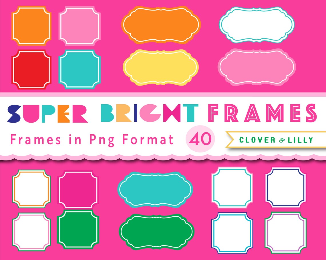 Super Bright Frames and Labels for Card Crafts Design Pngs - Etsy