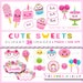 CUTE SWEETS, Kawaii Clipart, Cupcakes, Candy, Birthday Cake, Party, Ice ...