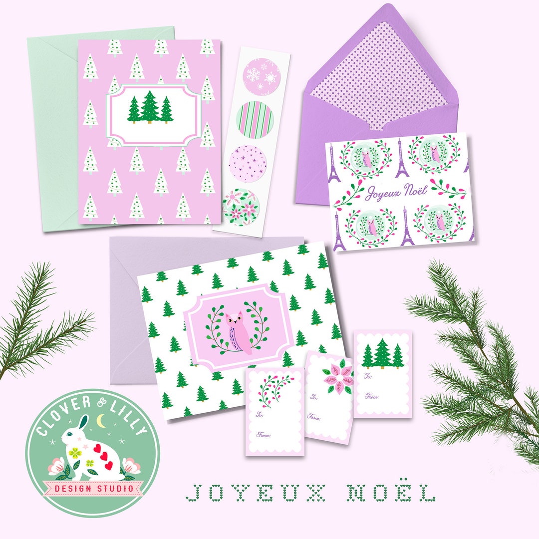 JOYEUX NOEL Christmas Clipart With Frames, Tags, Trees, French, Elegant ...