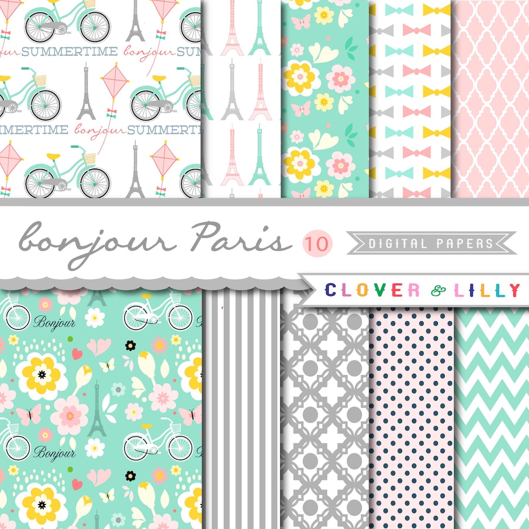 Paris Digital Papers With Eiffel Tower, Travel, Romantic, Modern ...