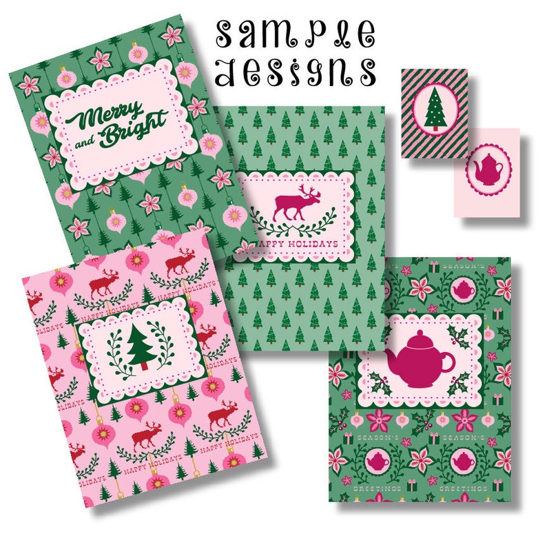 Christmas Digital Paper modern Christmas Tea Scrapbook papers | Etsy