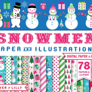SNOWMEN CLIPART and Digital Paper for Christmas, Holiday Crafts ...