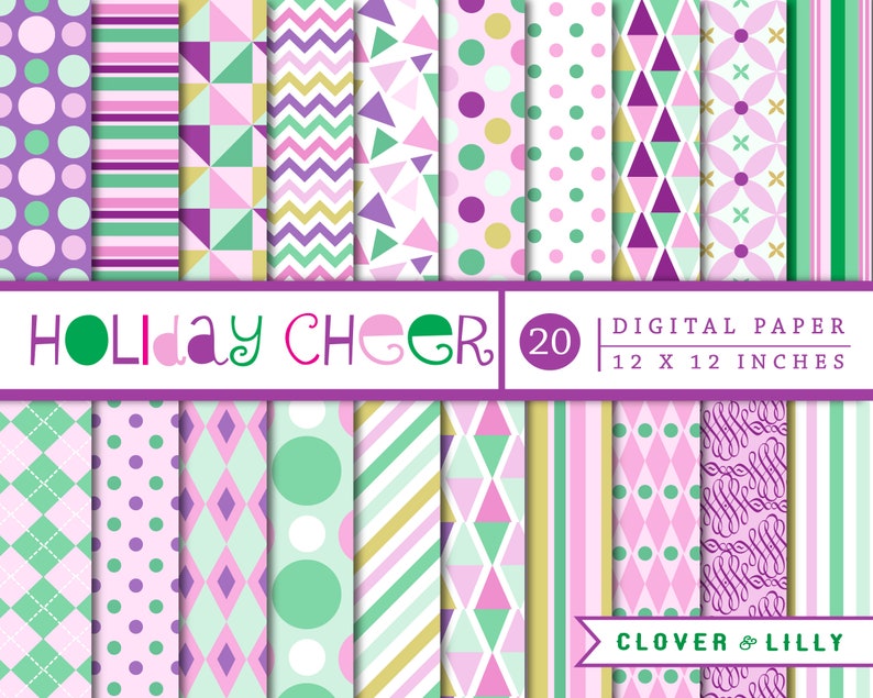 20 Holiday Cheer MOD Digital Papers for Christmas Crafts - Etsy