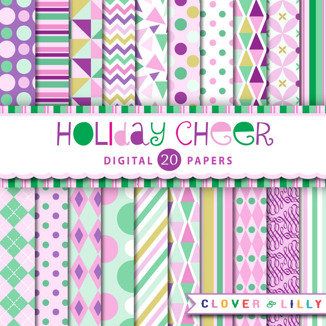 20 Holiday Cheer MOD Digital Papers for Christmas Crafts, Cards ...