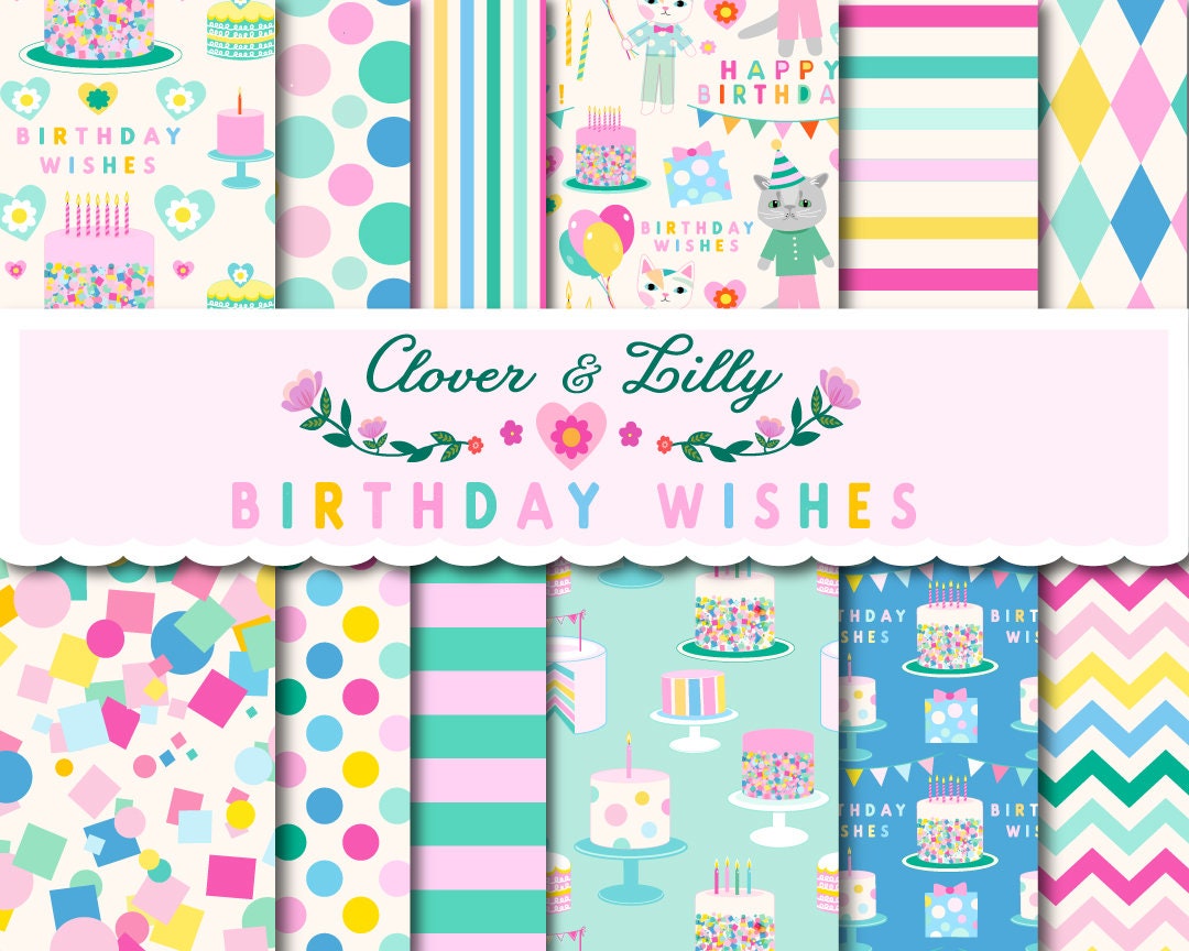 Birthday Party Digital Papers for Cards Invites Polka Dots - Etsy