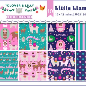 Llamas Digital Paper Cute Llamas Alpaca Background - Etsy