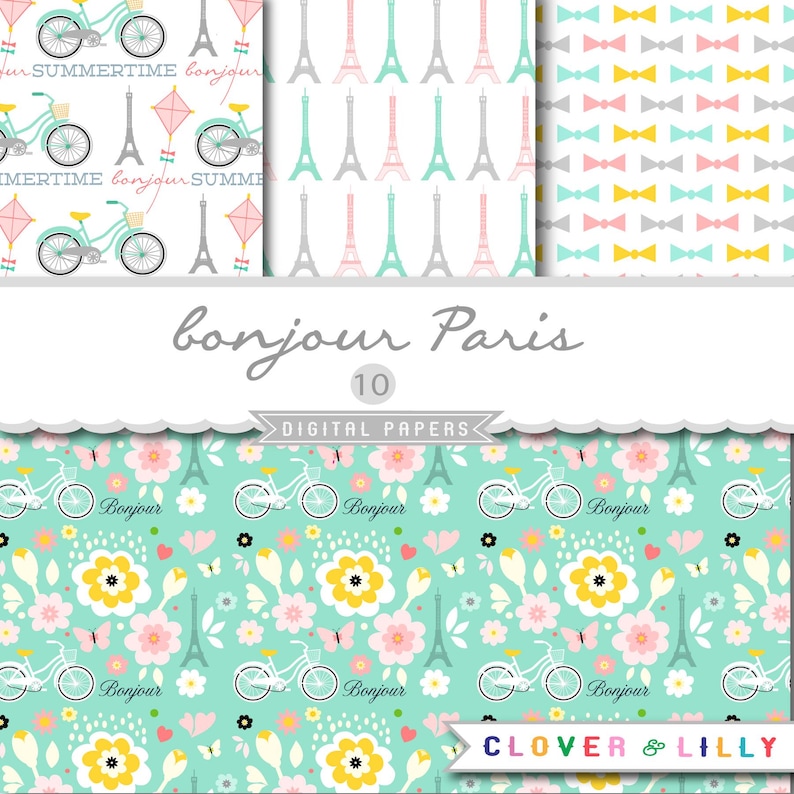 Paris Digital Papers With Eiffel Tower, Travel, Romantic, Modern ...
