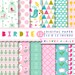 BIRDIE Digital Scrapbook Papers for Card Design, Invites, Birds, Garden ...