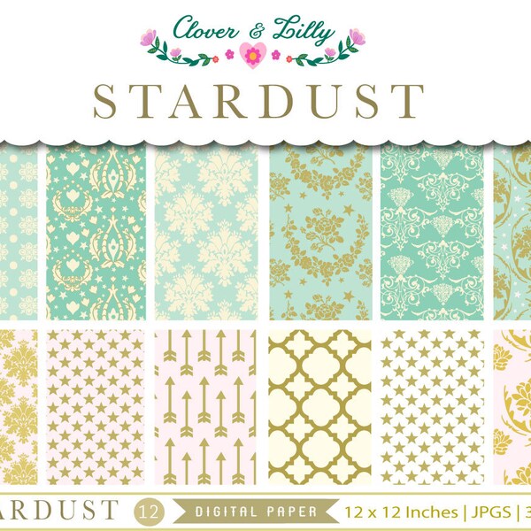 Gold Damask Paper - Etsy