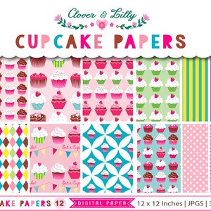 Cupcake Digital Scrapbook Papers for Birthday Invites - Etsy