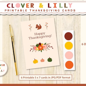 Thanksgiving Cards to Print. 6 Designs Formatted to Letter Size Paper ...