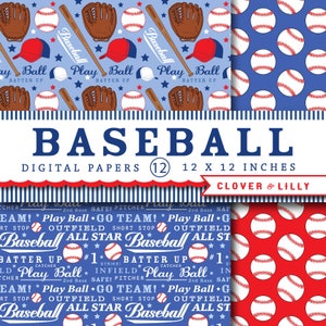 Baseball Digital Papers Scrapbooking Invites, Birthday Party, Balls ...