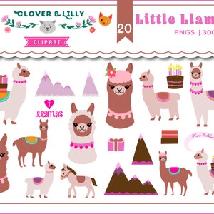 Llama Clipart Cute Llamas Clip Art Burro Birthday Card - Etsy