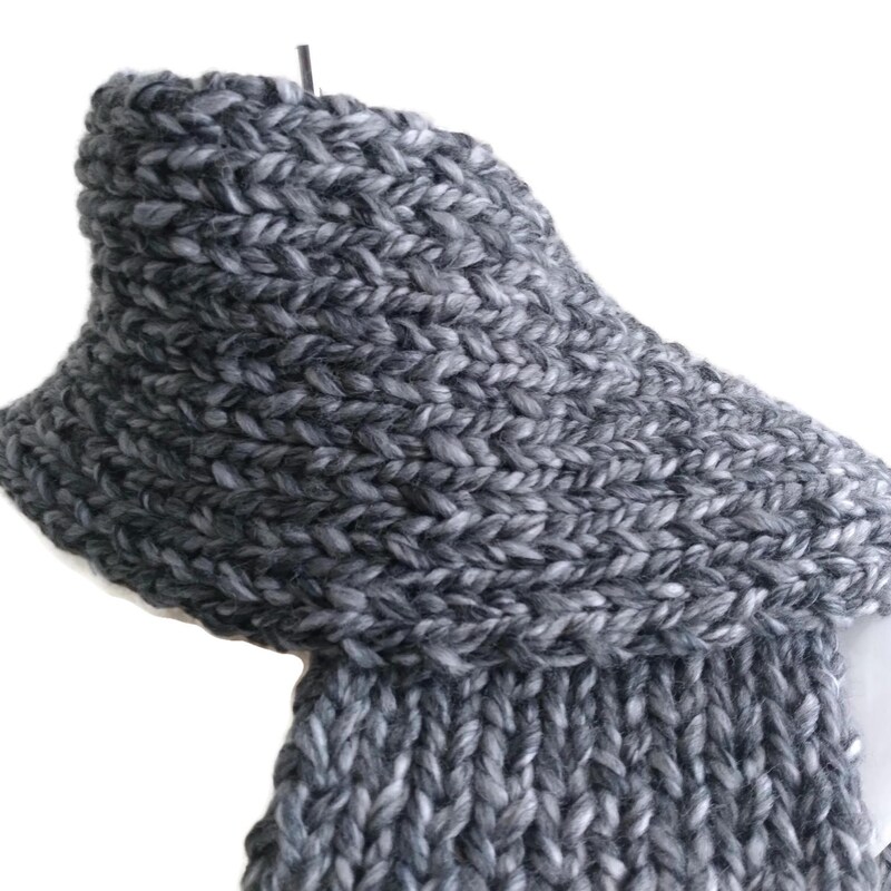 Gray Knitted Scarf - Etsy