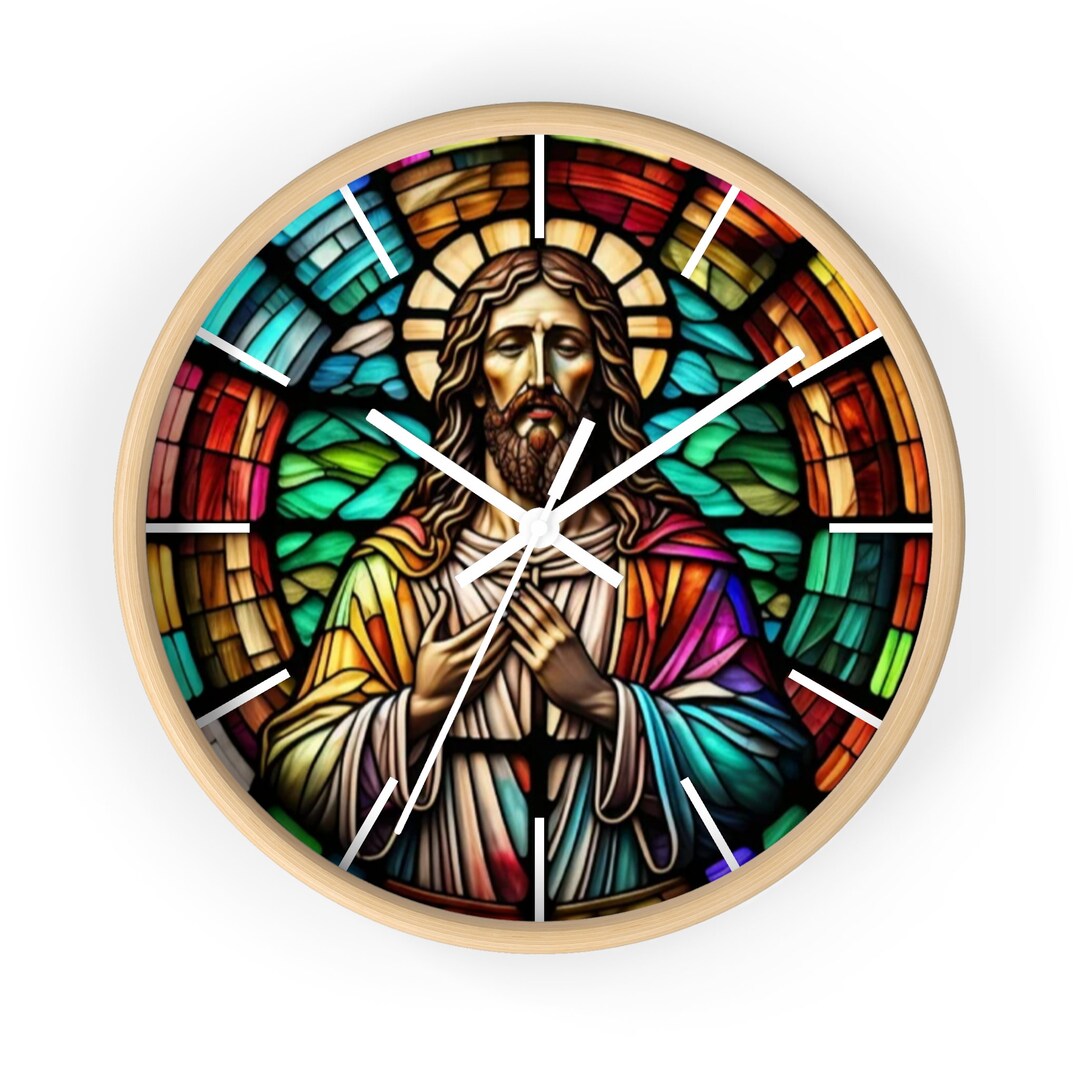Stained Glass Jesus Christ Wall Clock Quality Wood Clock - Etsy