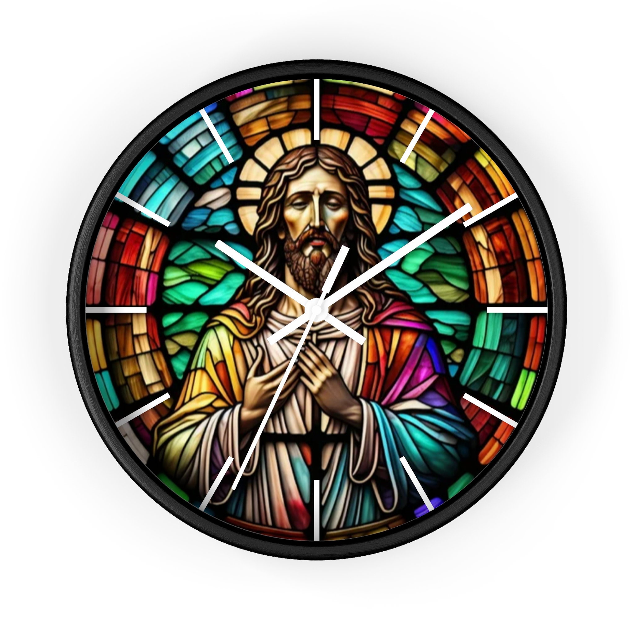 Stained Glass Jesus Christ Wall Clock Quality Wood Clock - Etsy