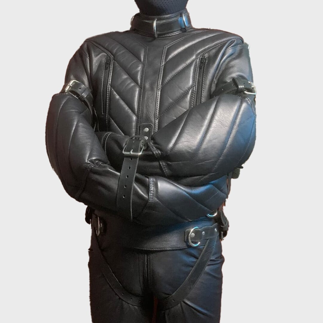 Real Leather Heavy Duty Padded Straitjacket Club Wear Straight Jacket ...