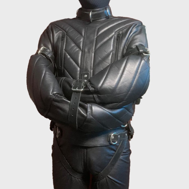 Real Leather Heavy Duty Padded Straitjacket Club Wear Straight Jacket ...