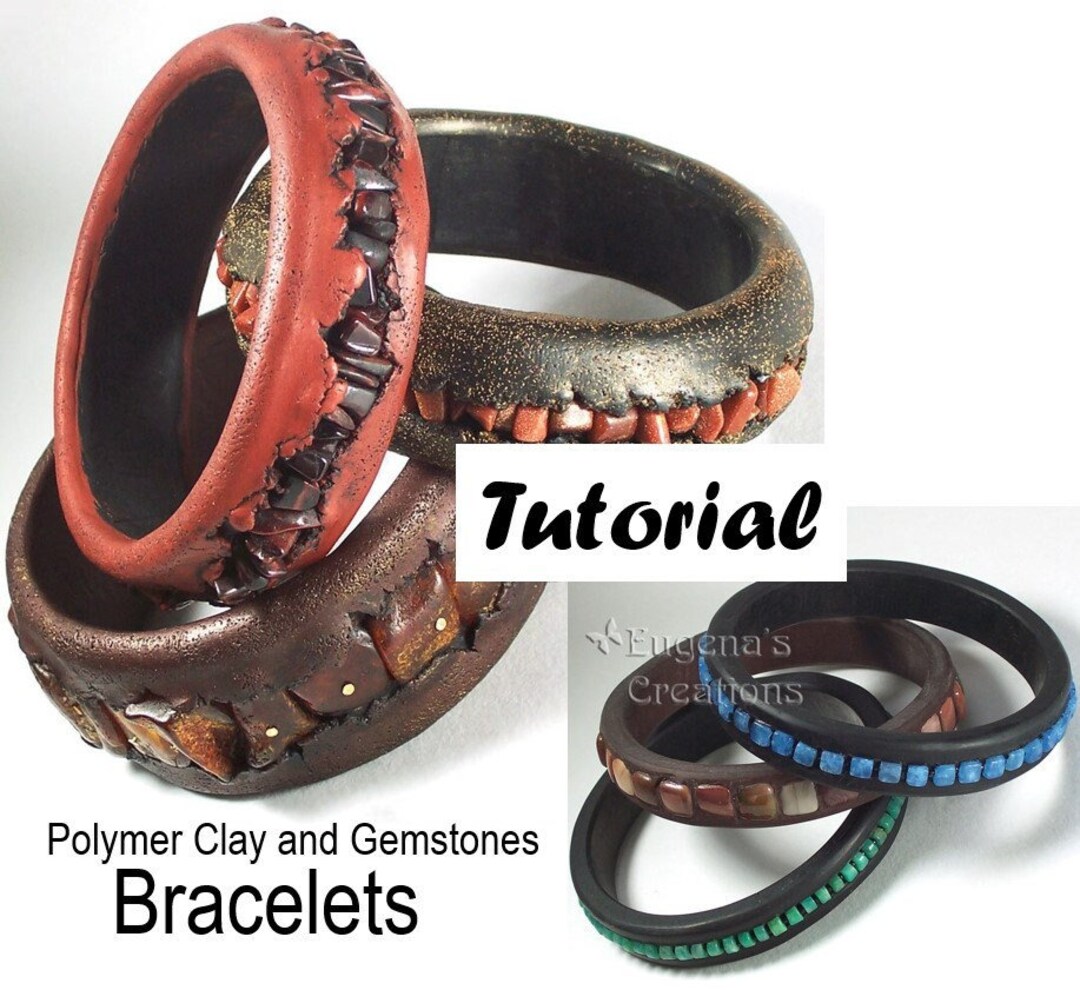 Tutorial: Polymer Clay Cuff Bracelets With Gemstones (PDF Download) - Etsy