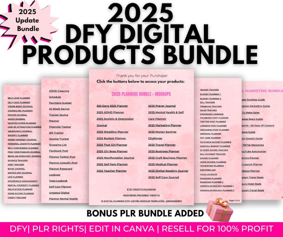 Done for You PLR Digital Products Bundle Templates Journals Passive ...