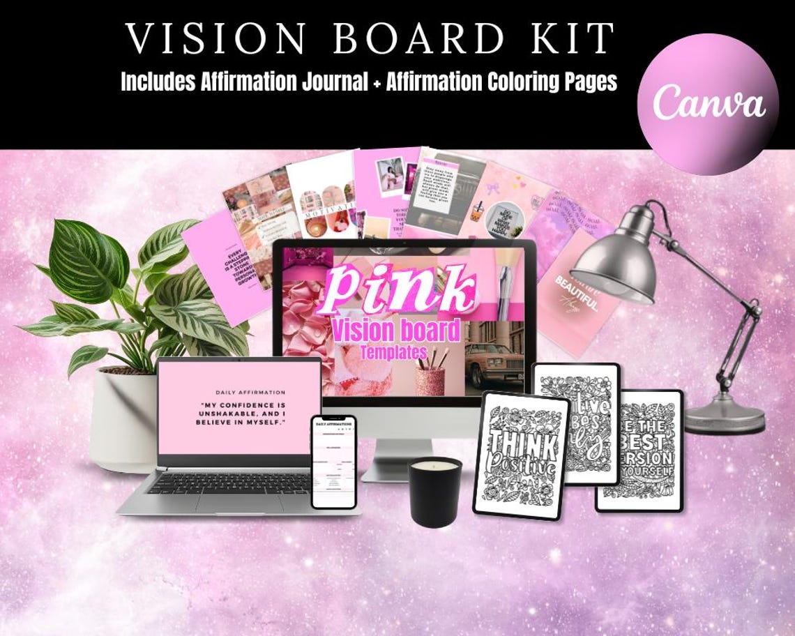 Vision Board Kit-vision Board Template-affirmations Journal ...
