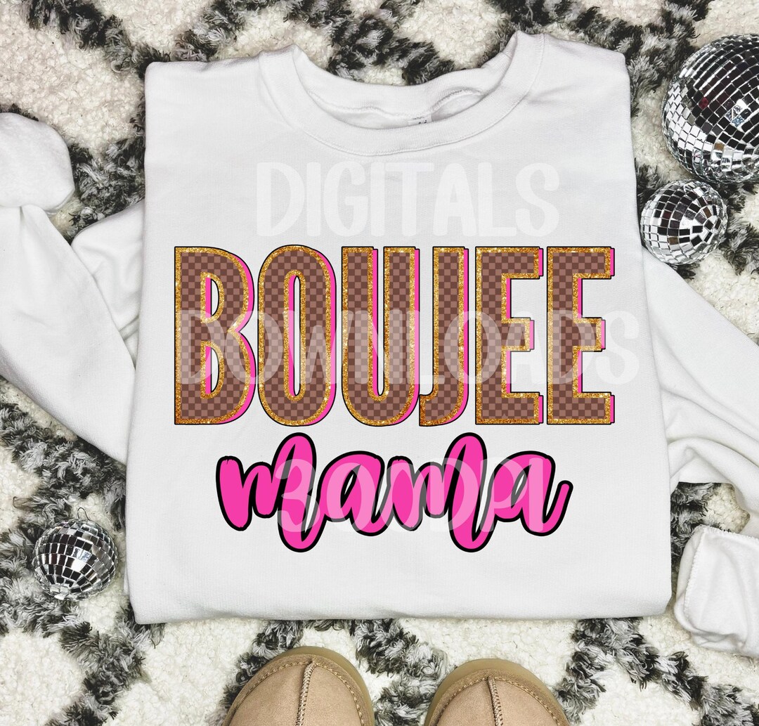 Boujee Mama Trendy Brown Checkered Glitter Girly Digital Download Png ...