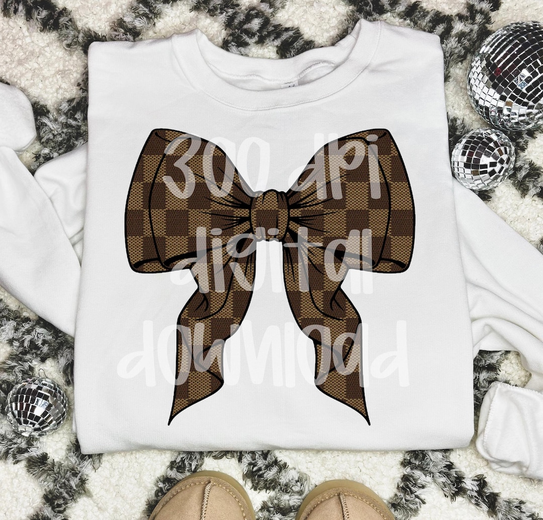 Coquette Brown Checkered Boujee Girly Bow Digital Download Png Design ...