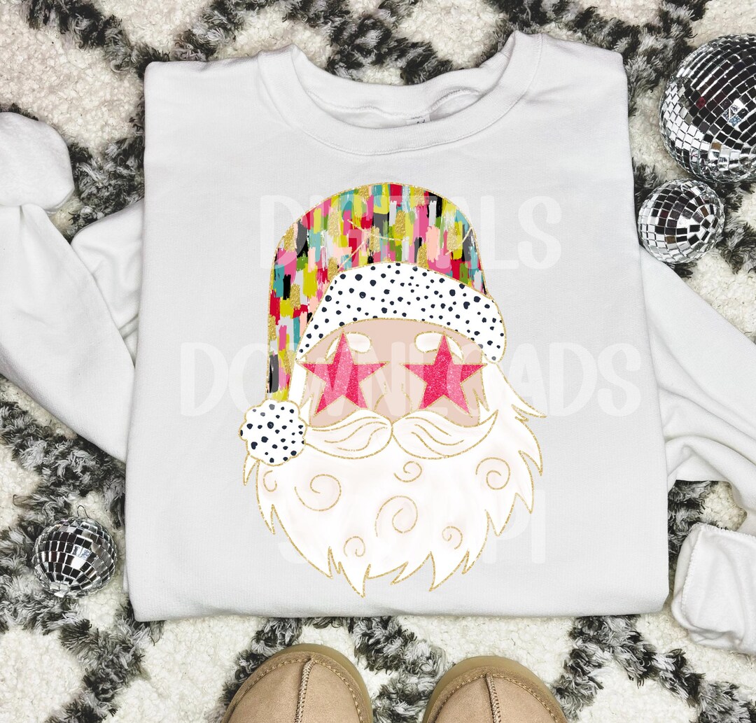 Preppy Paint Brush Stroke Christmas Santa Claus Trendy Digital Download ...