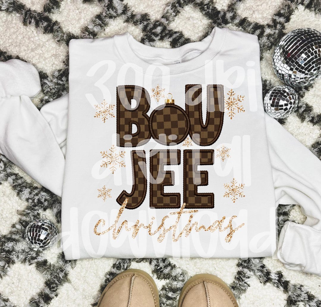 Boujee Faux Embroidered Checkered Holiday Christmas Glitter Digital ...