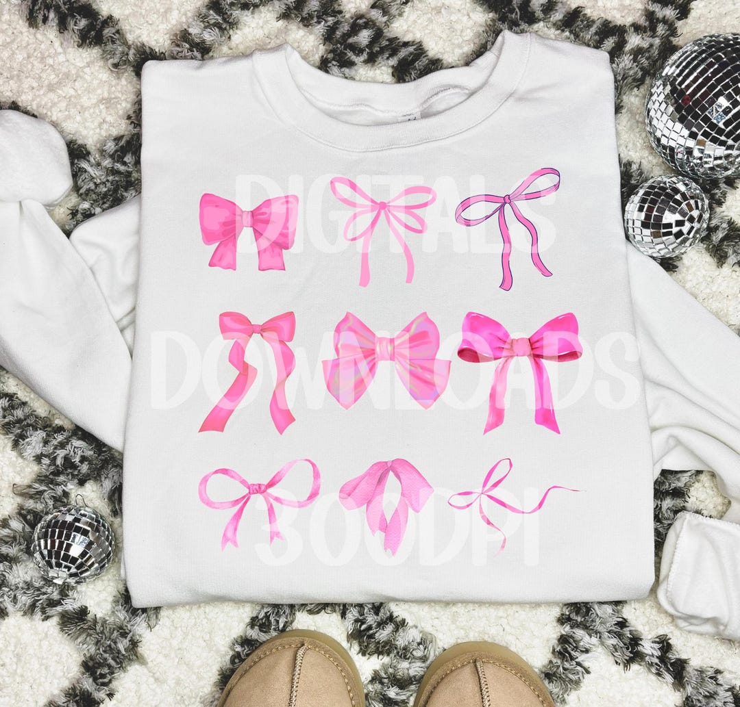 Coquette Preppy Girly Pink Bows and Ribbons Digital Download Png Design ...