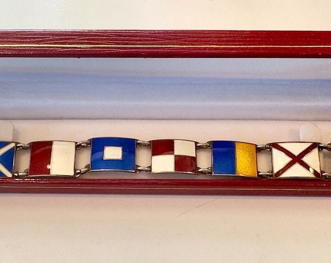 Nautical Signal Code Flag Bracelet, Opro,norway, Sterling Silver,enamel ...