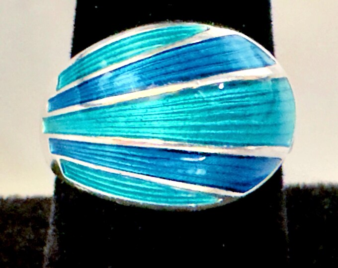David Andersen Ring, Two Toned Blue Enamel, Norway Sterling Silver ...