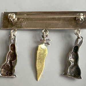 Bunny Rabbit Pin/brooch, Sterling Silver, Carrot , Sun. Signed Great ...