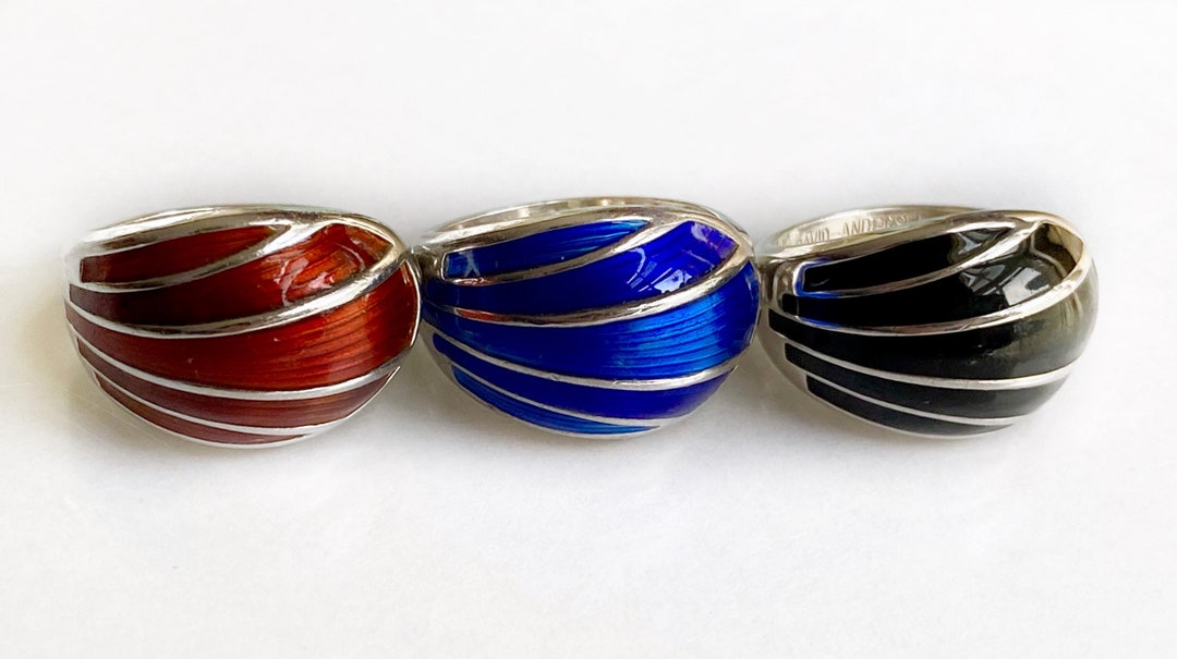 David Andersen Rings, Norway Sterling, Scandinavian Jewelry,red-orange ...