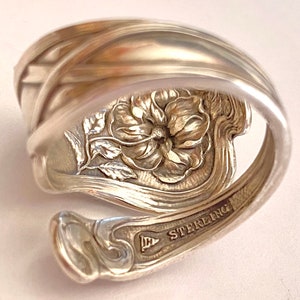 Rose Spoon Ring, Antique, Sterling Silver, Art Nouveau,flower,floral ...